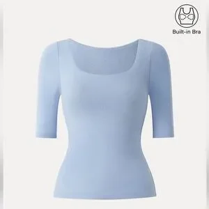 OGL | Tops | Ogl Litewarm Essential Square Neck Elbow Length Sleeve Bra ...